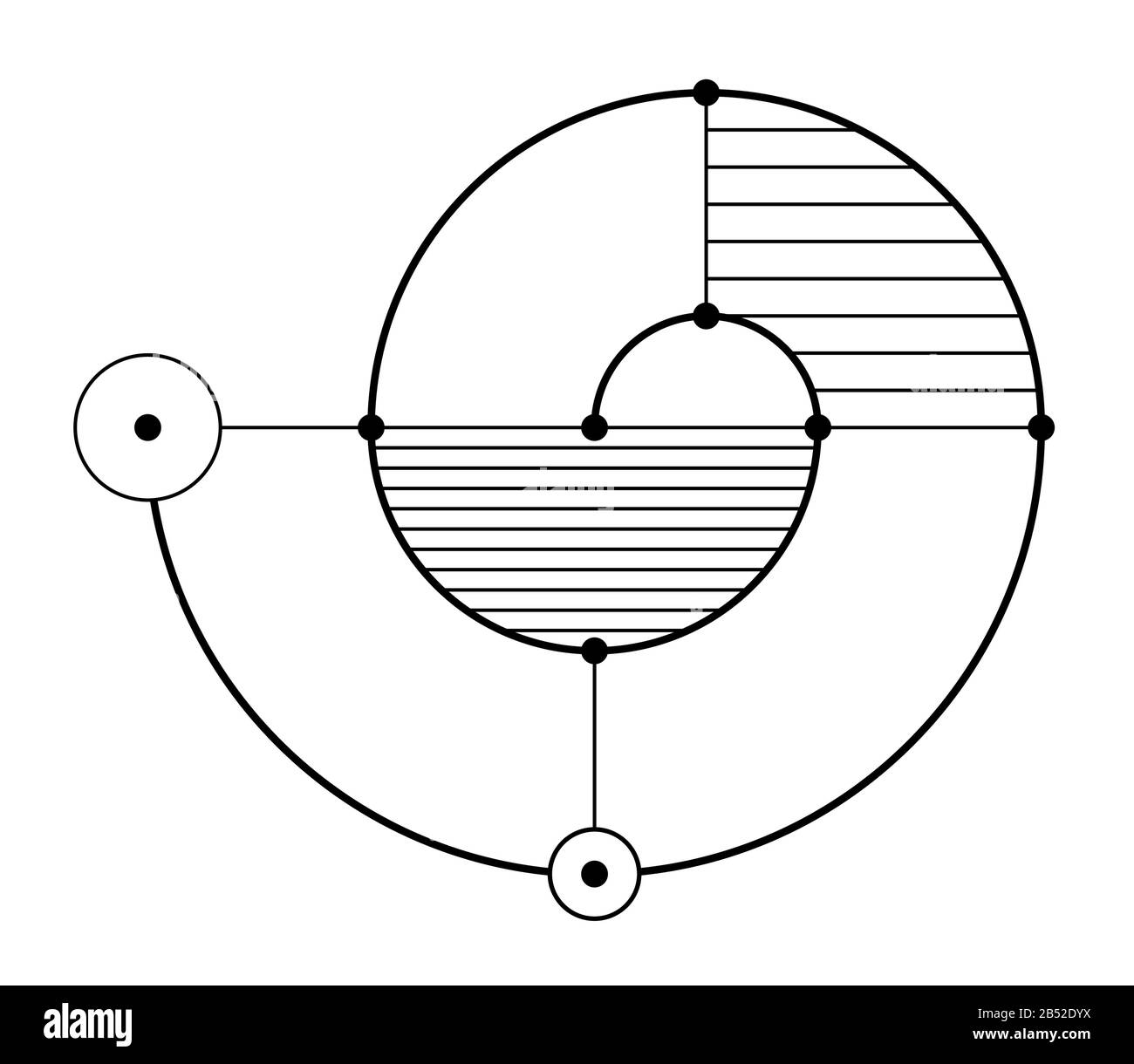 Abstract geometric round symbol, isolated on white background. Black ...