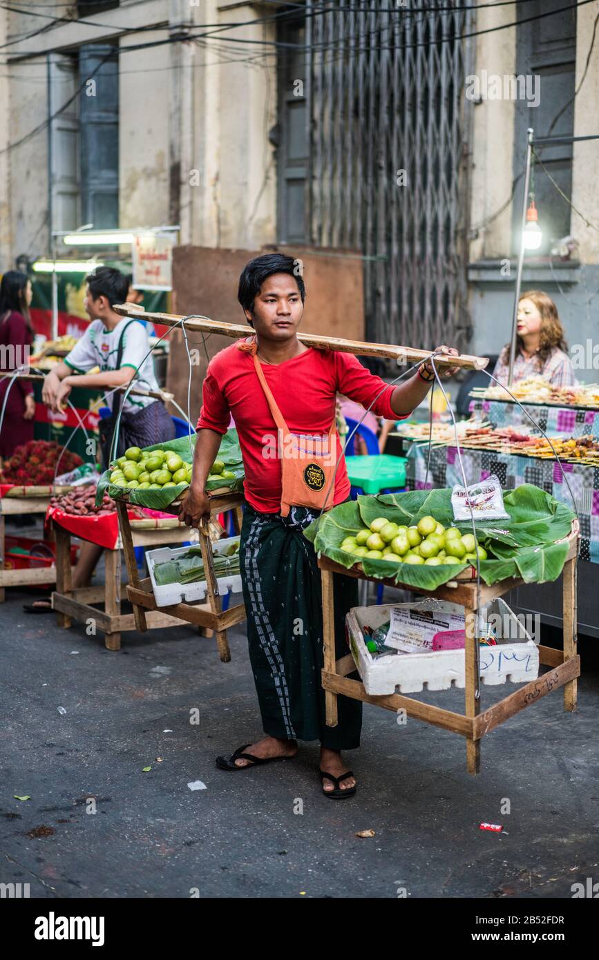 Street market, Yangon, Myanmar, Asia Stock Photo - Alamy