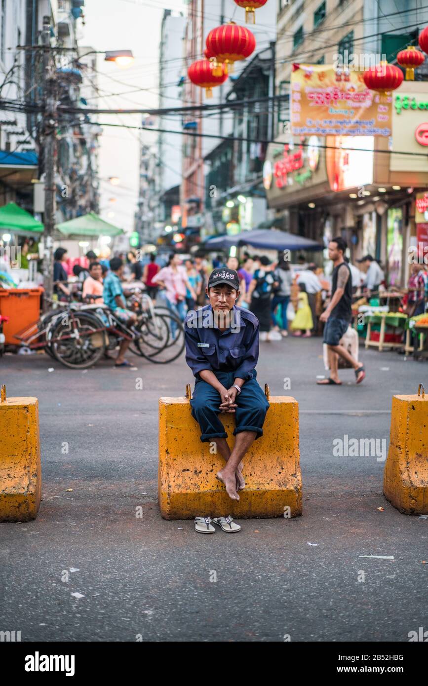 Street scene in the Yangon, Myanmar, Asia Stock Photo - Alamy