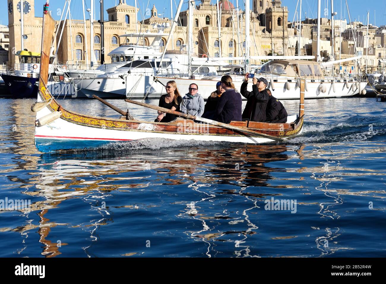 Valletta, Malta, 02/06/2020 a traditional maltese water taxi (dghajsa ...