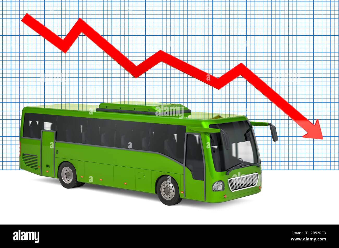 Bus with downing chart. 3D rendering Stock Photo - Alamy