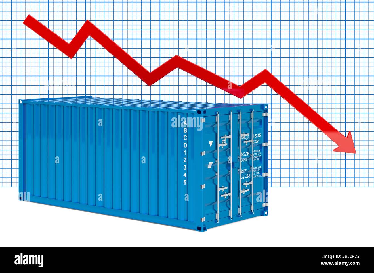 Cargo container with downing chart. 3D rendering Stock Photo - Alamy