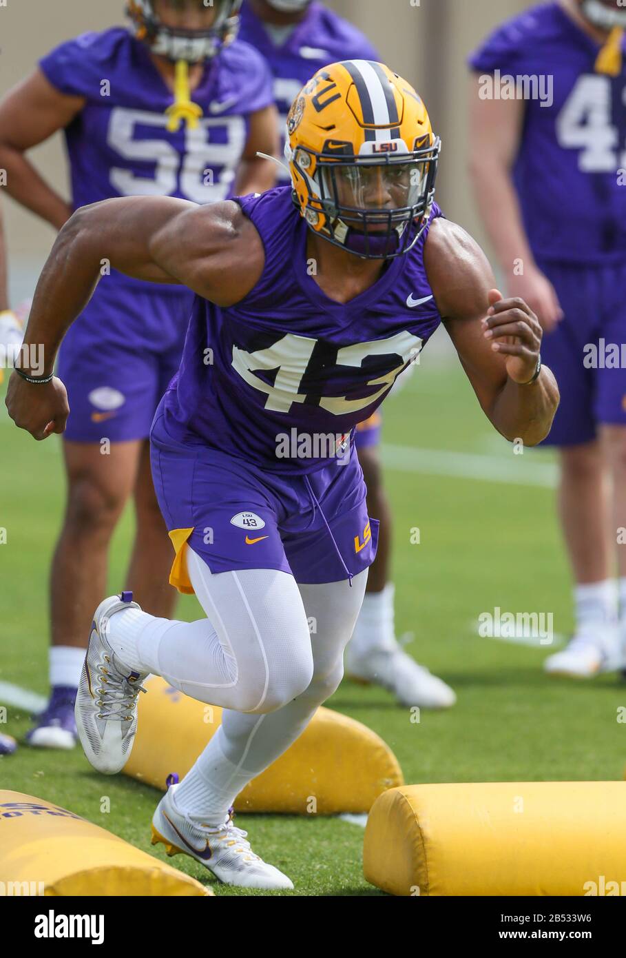 Baton Rouge, LA, USA. 7th Mar, 2020. LSU Linebacker Ray Thornton (43 ...