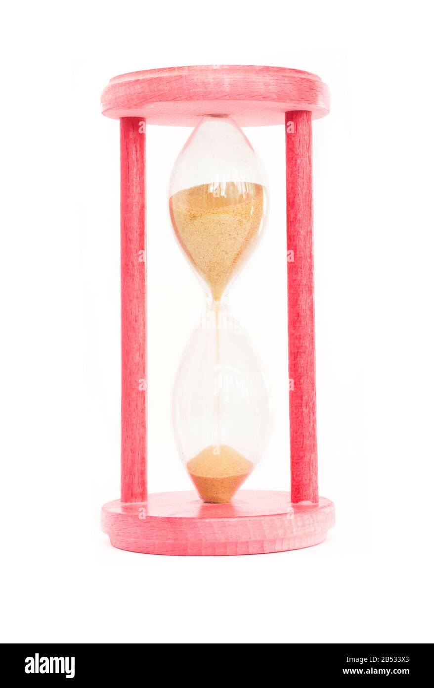 Red Hourglass on white background Stock Photo - Alamy