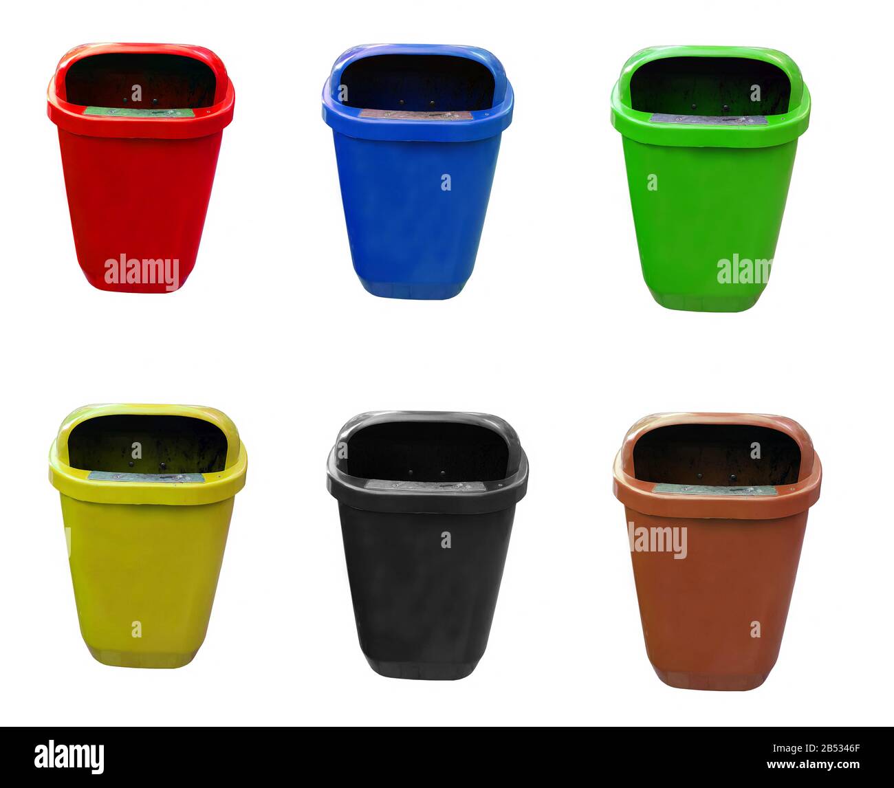 Recycling garbage separation collection and recycled isolated on white ...