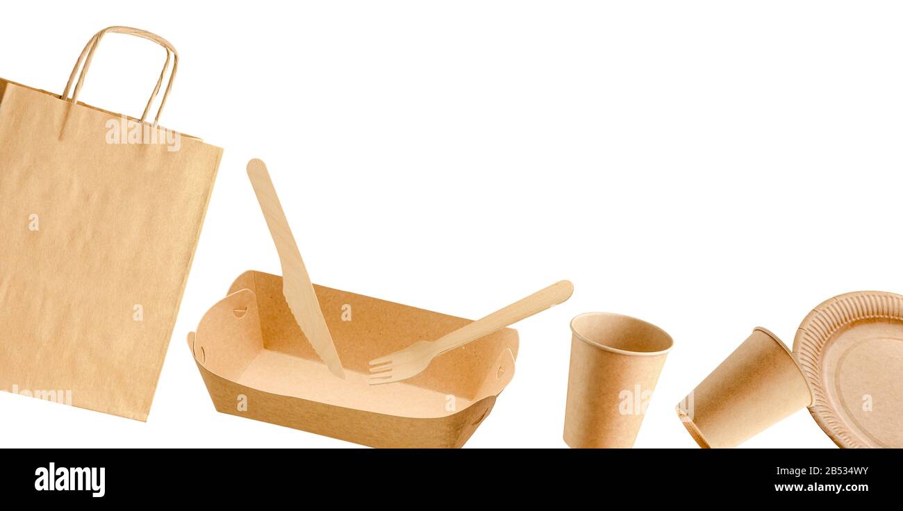 Tableware for picnic made from eco friendly materials. Environmental ...