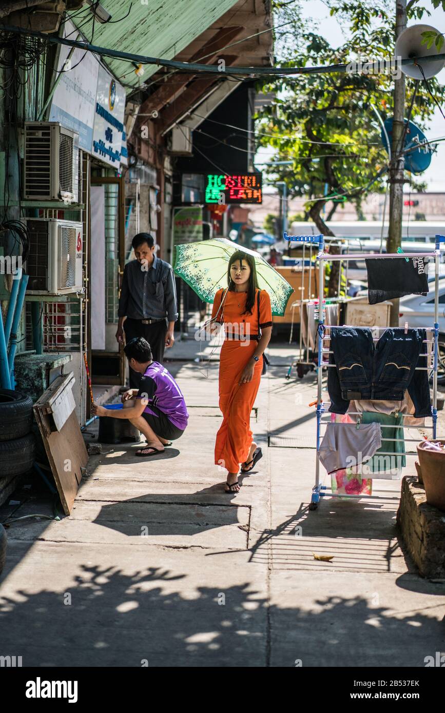 Street scene in the Yangon, Myanmar, Asia Stock Photo - Alamy