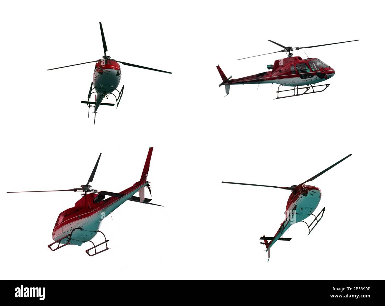Red helicopters isolated on white background Stock Photo - Alamy