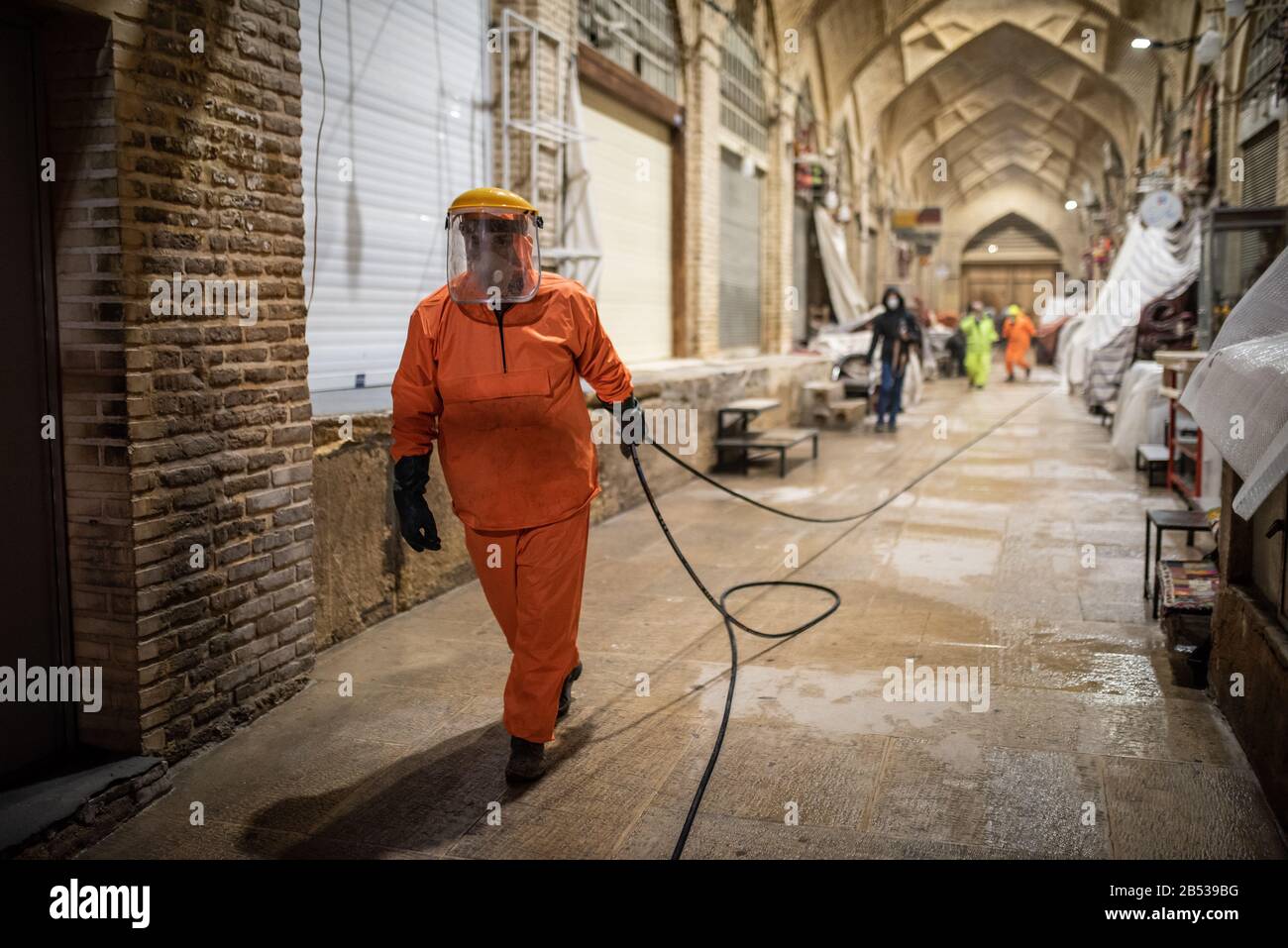 Iranian health ministry staff, the provincial fire department and ...