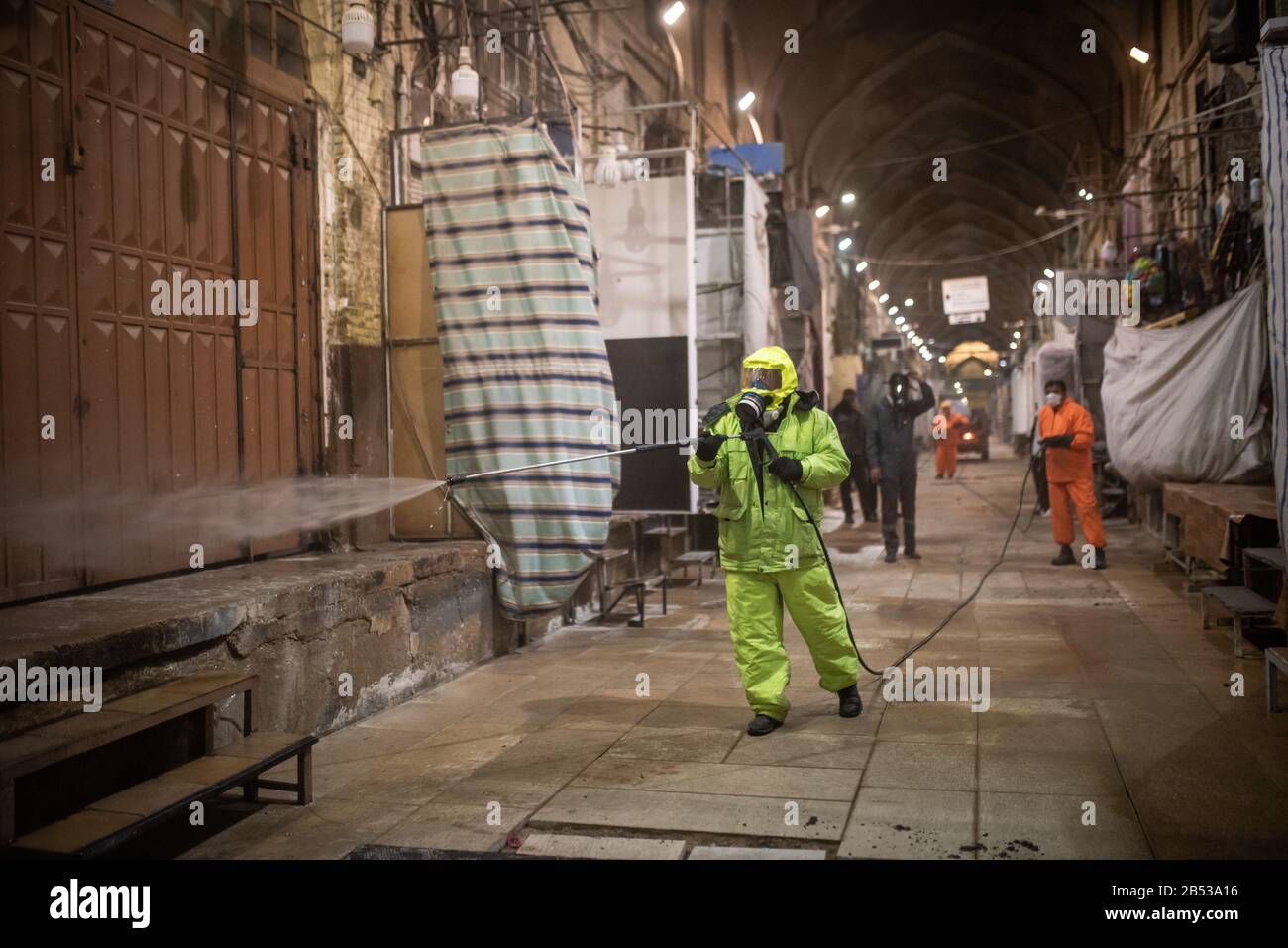 Iranian health ministry staff, the provincial fire department and ...