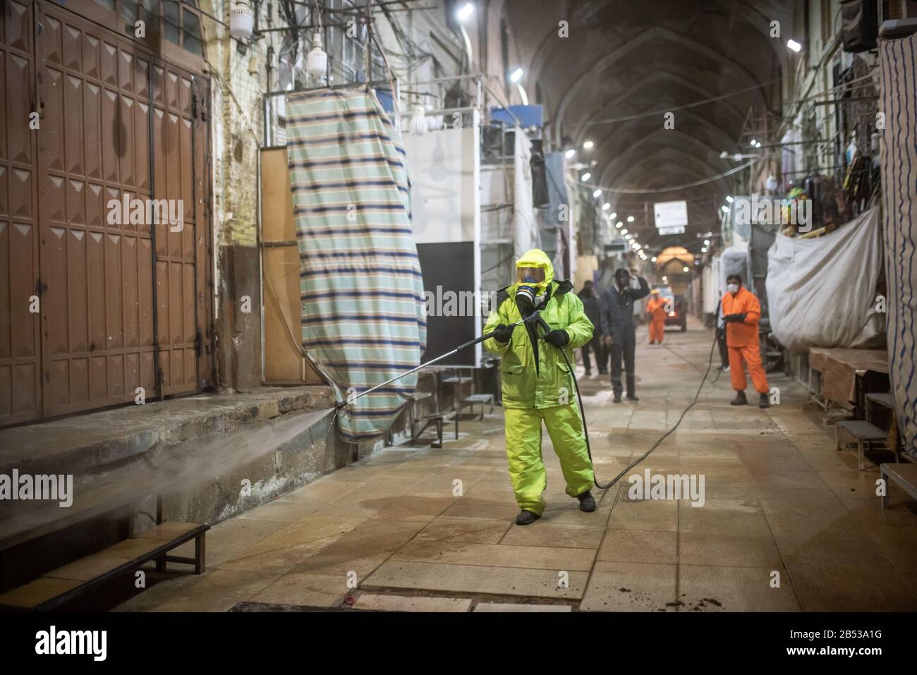 Iranian health ministry staff, the provincial fire department and ...