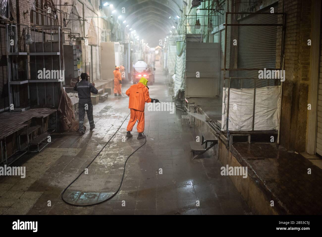 Iranian health ministry staff, the provincial fire department and ...