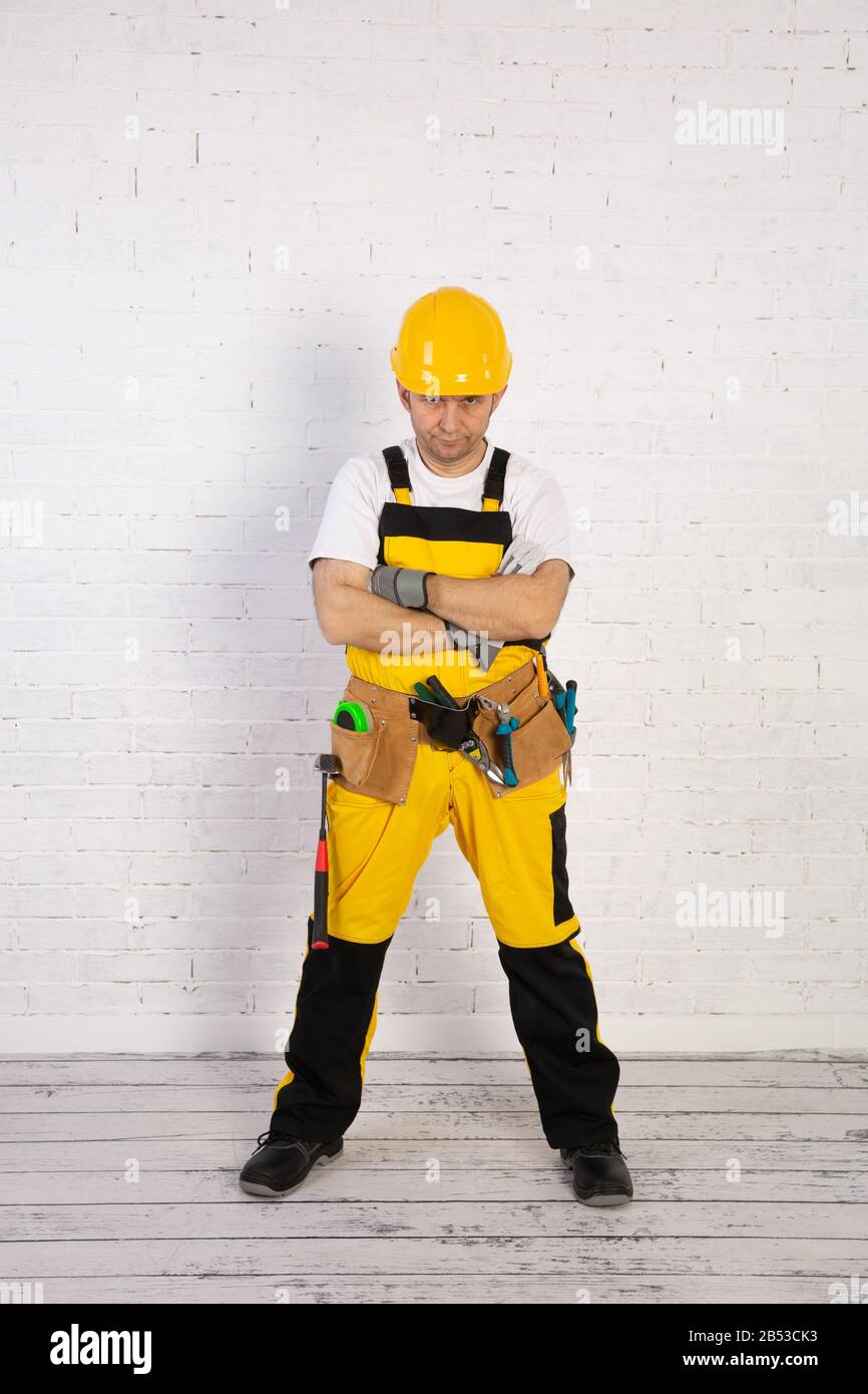A professional building fitter ready for action at any time Stock Photo ...