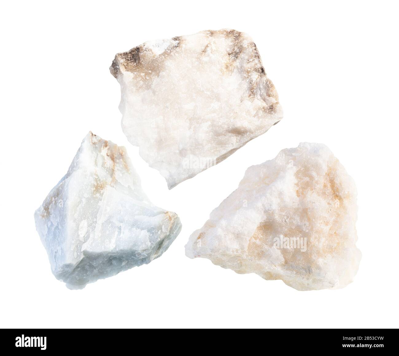 set of various Anhydrite rocks isolated on white background Stock Photo ...