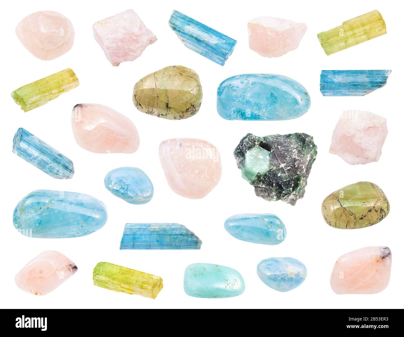 set of various Beryl (Morganite, Vorobyevite, Aquamarine, Heliodor, etc ...