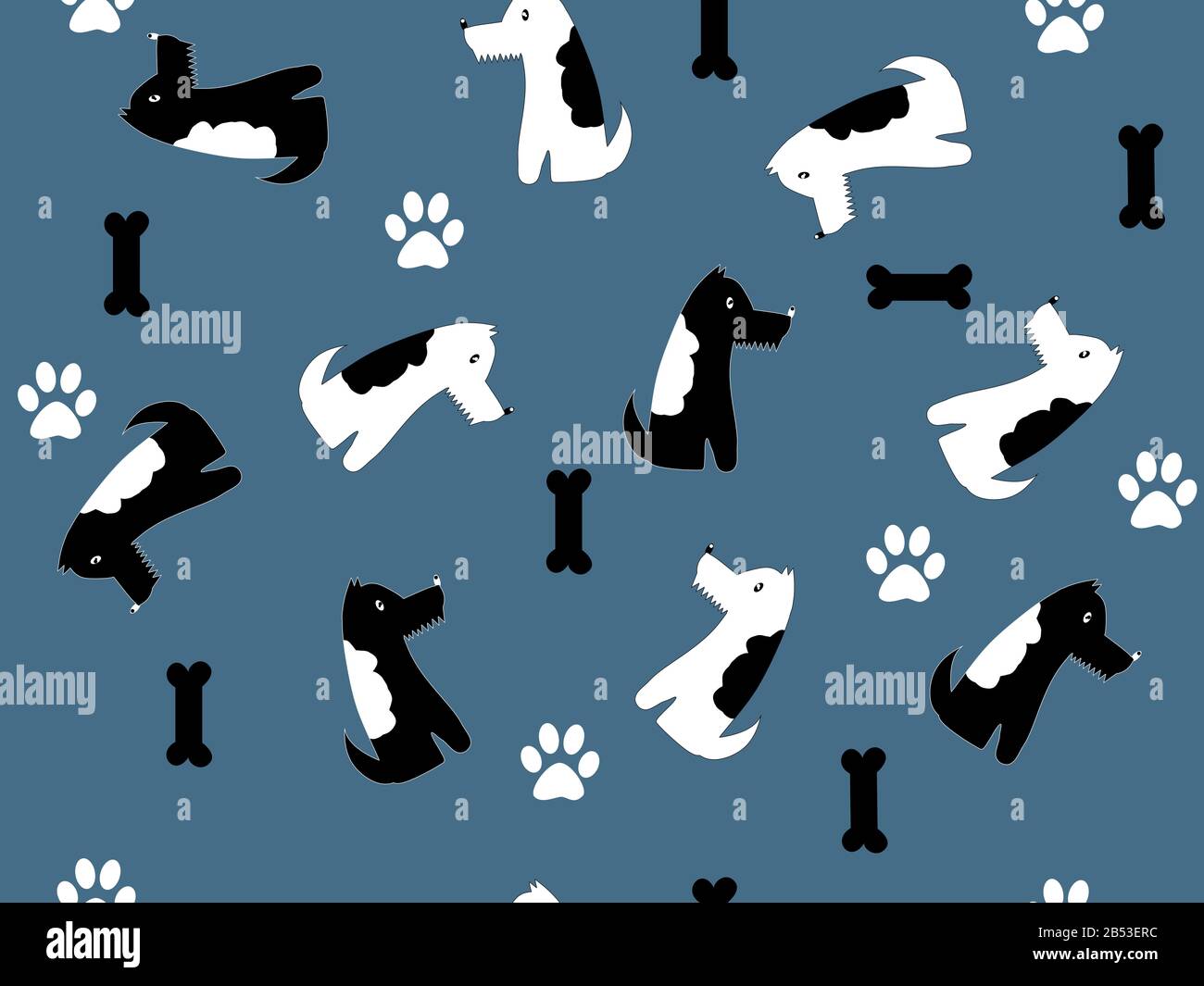 Seamless pattern with children's motif. Two sitting dogs in a repeating ...