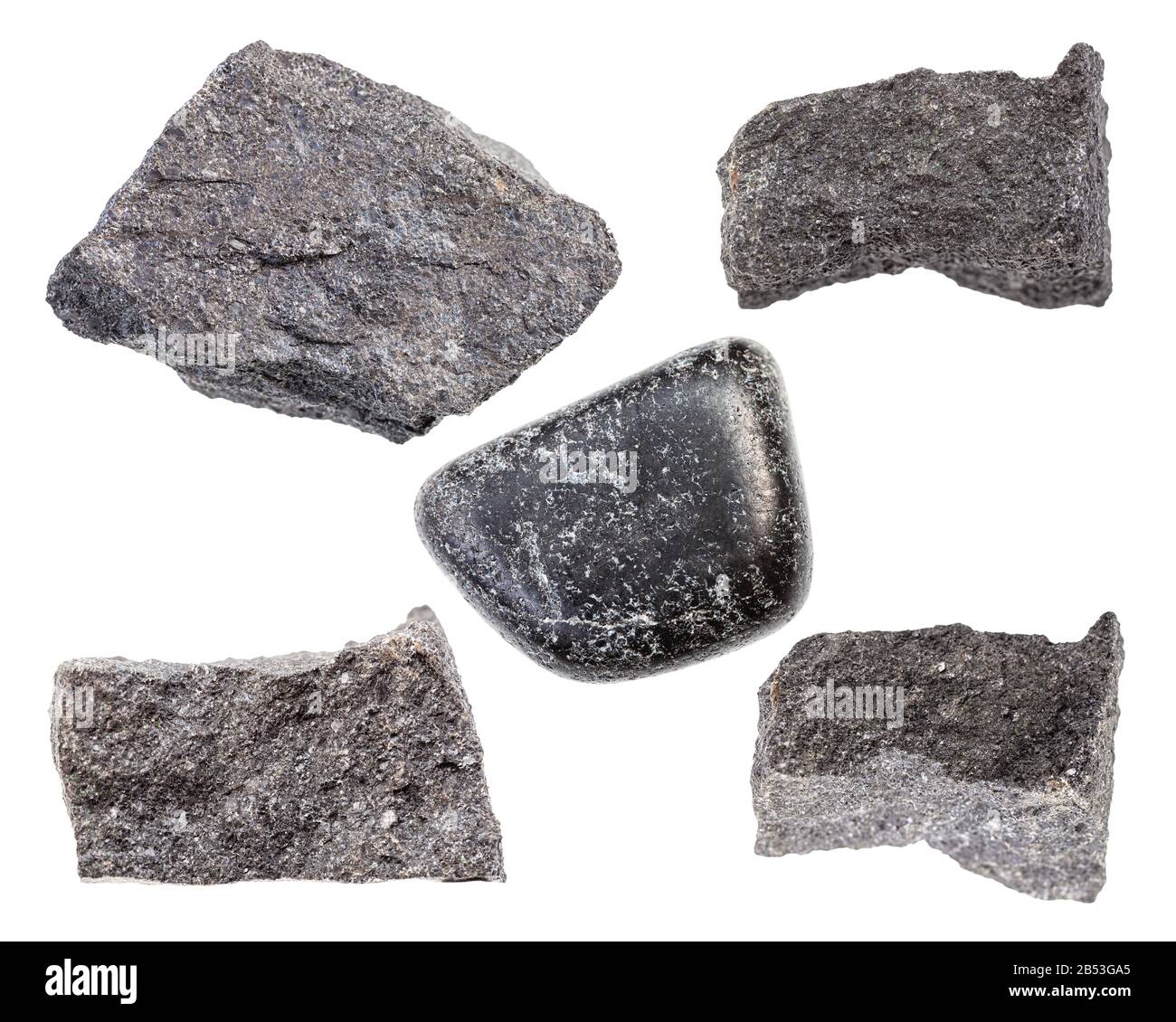 set of various Chromite rocks isolated on white background Stock Photo ...