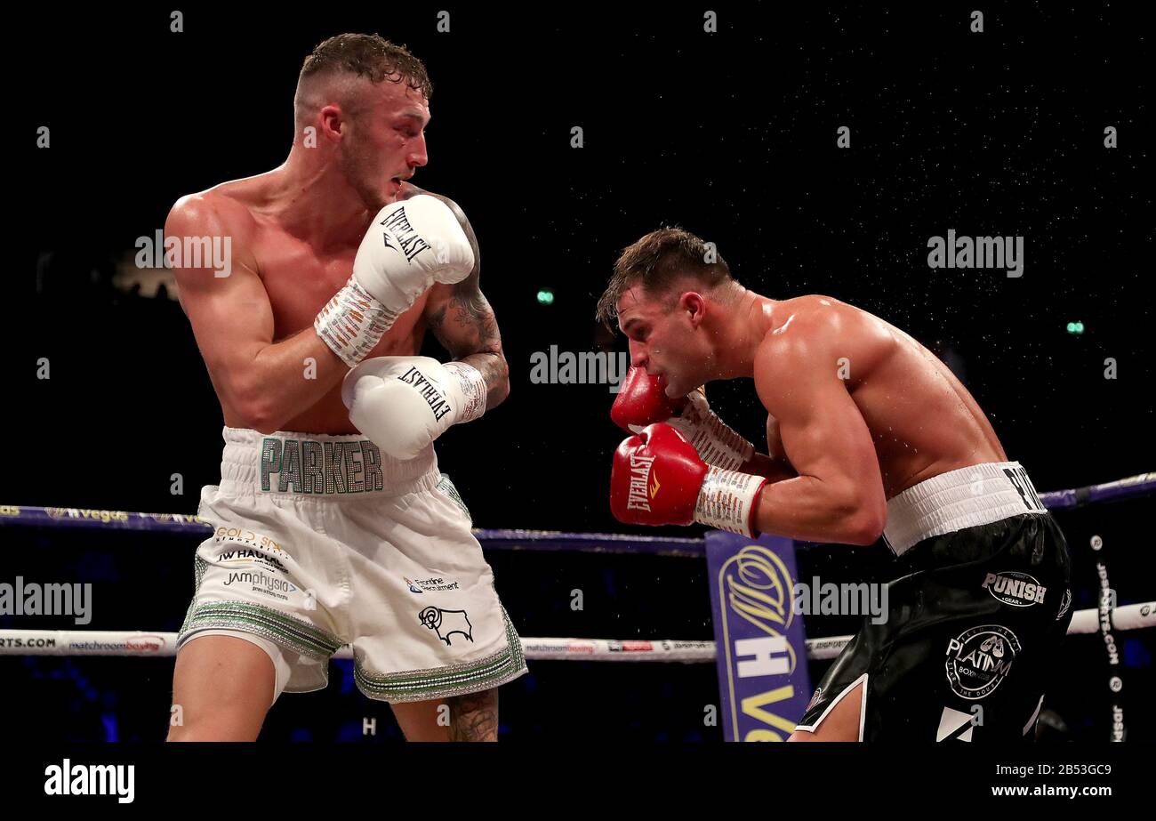 Zach Parker (right) in action against Rohan Murdock in their WBO ...