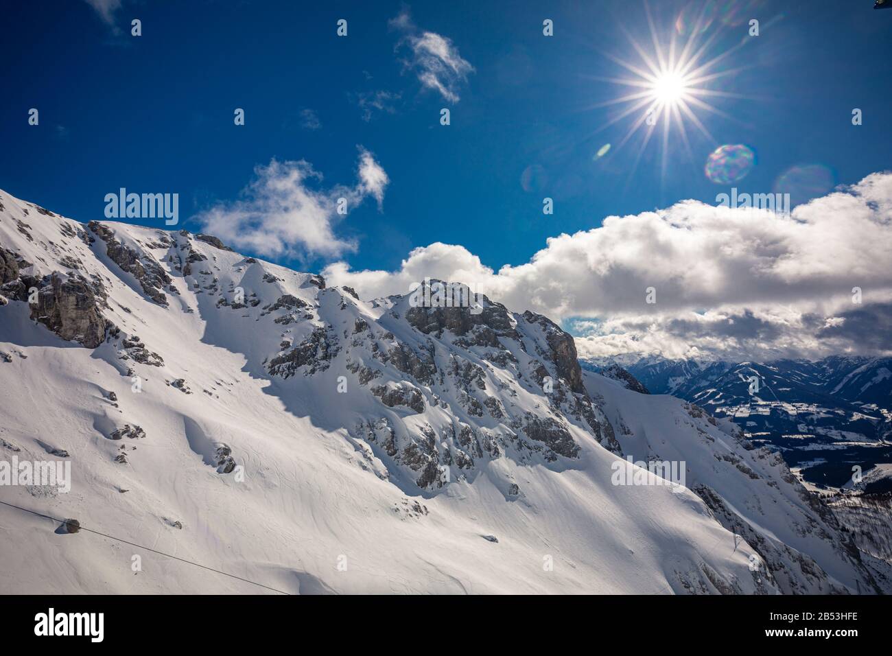 The snowy winter panorama of Dachstein Alps, Austria Stock Photo - Alamy