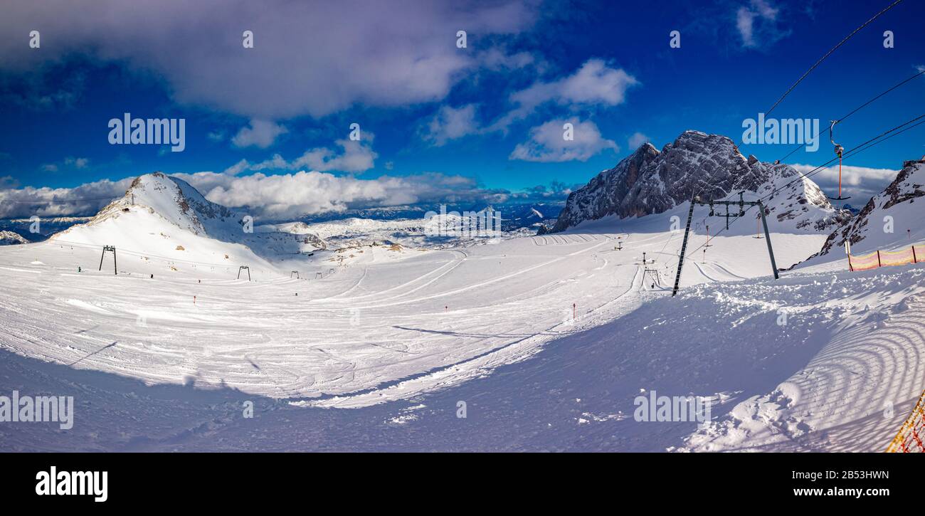 The snowy winter panorama of Dachstein Alps, Austria Stock Photo - Alamy