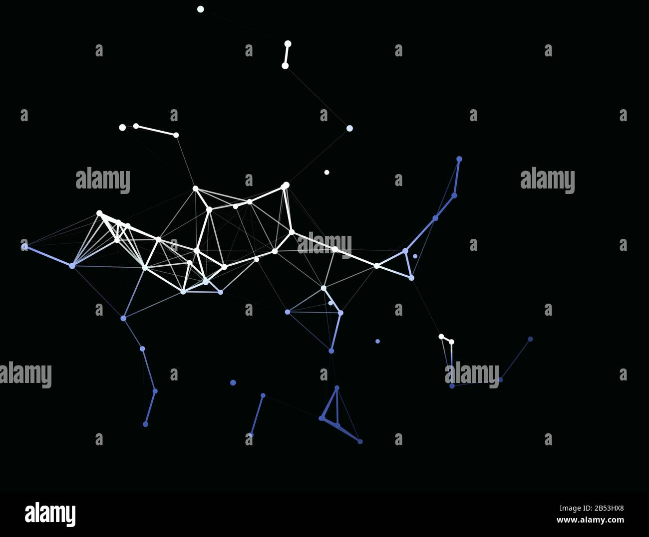 Trendy line art icon with blue dots on dark background. Decorative ...