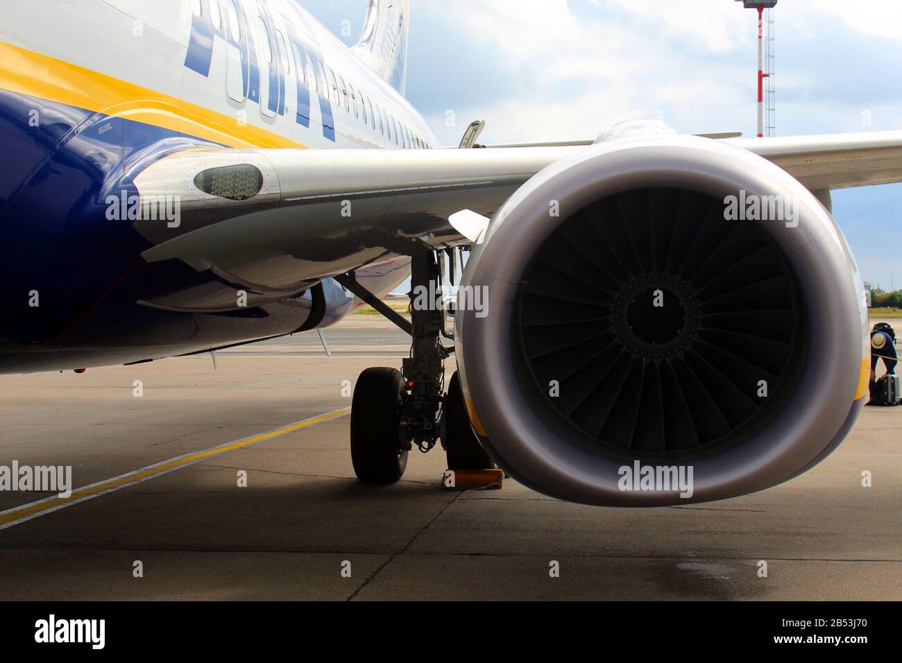 Close-up view of airplane turbine engine Stock Photo - Alamy