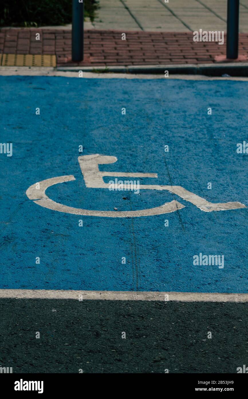 Paphos Cyprus March 06, 2020 View of street sign in the city of Paphos ...