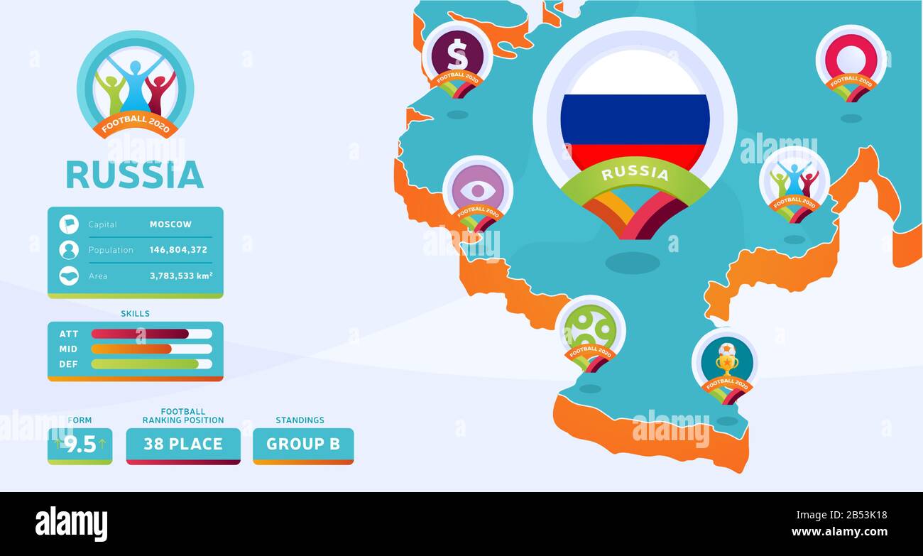 Isometric map of Russia Federation country vector illustration ...