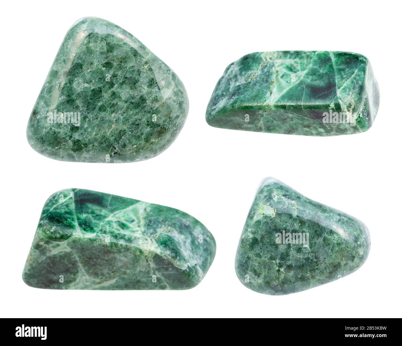 set of various Jadeite gemstones isolated on white background Stock ...
