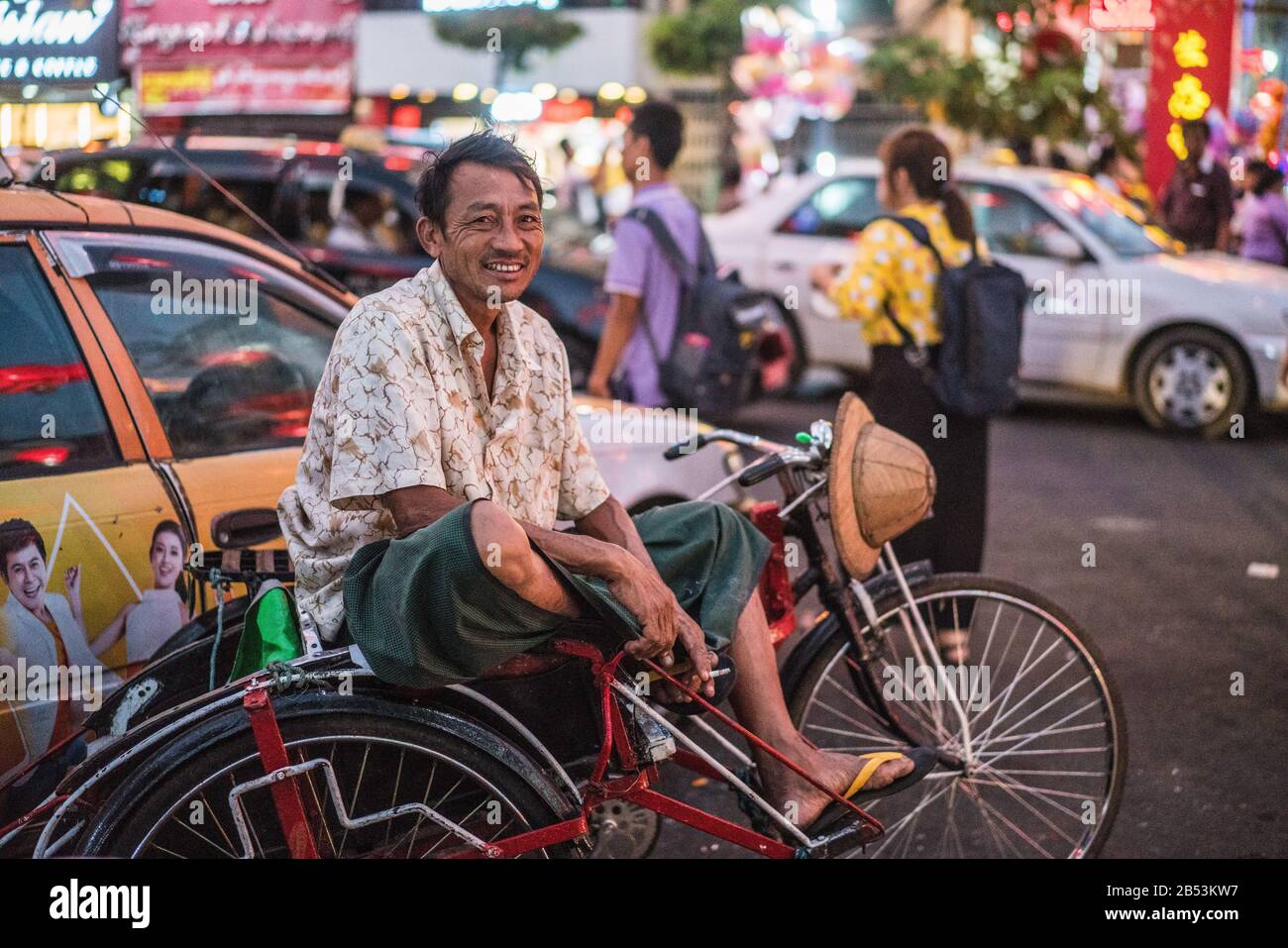 Street scene in the Yangon, Myanmar, Asia Stock Photo - Alamy