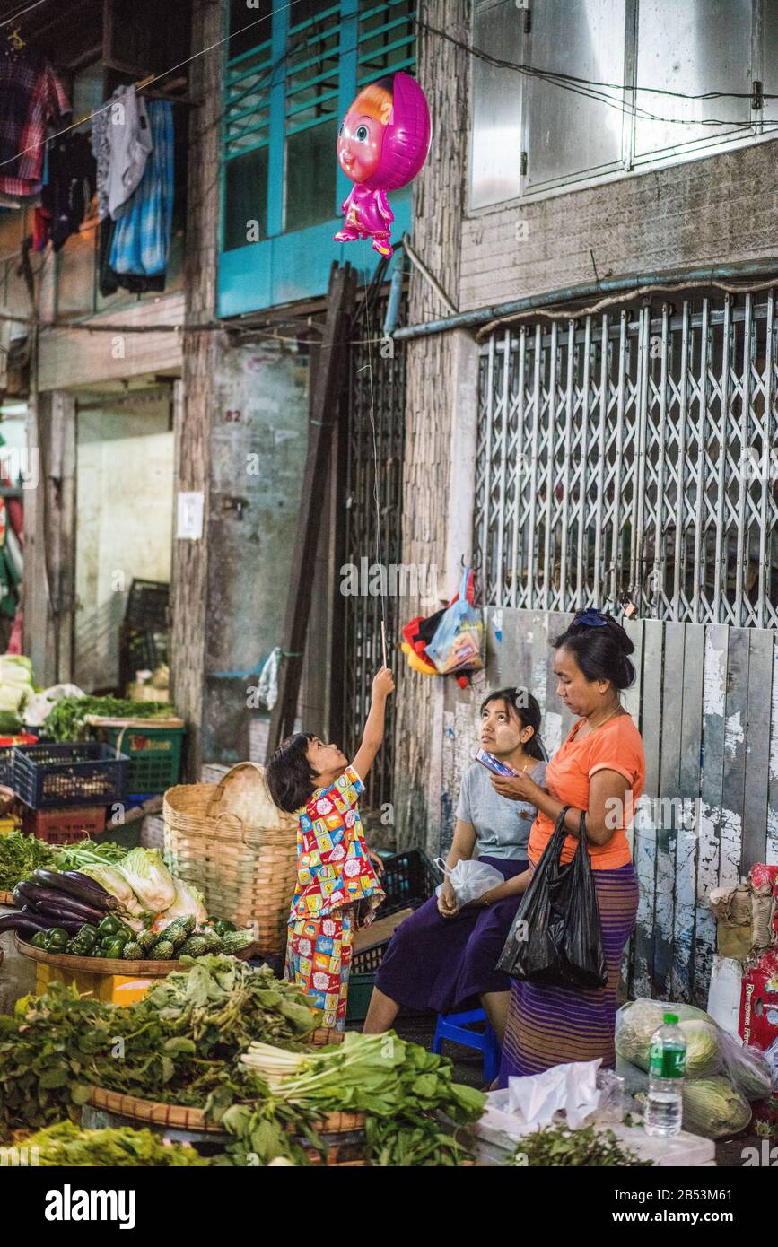 Street scene in the Yangon, Myanmar, Asia Stock Photo - Alamy