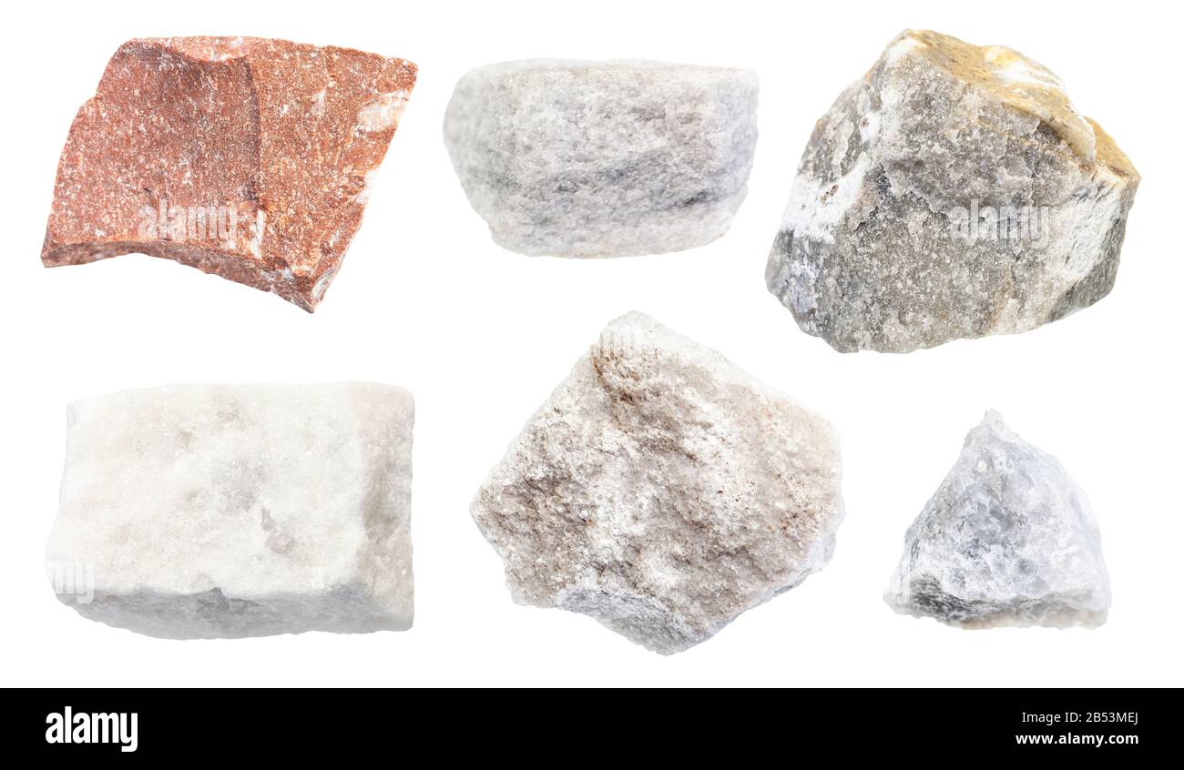 set of various Marble rocks isolated on white background Stock Photo ...