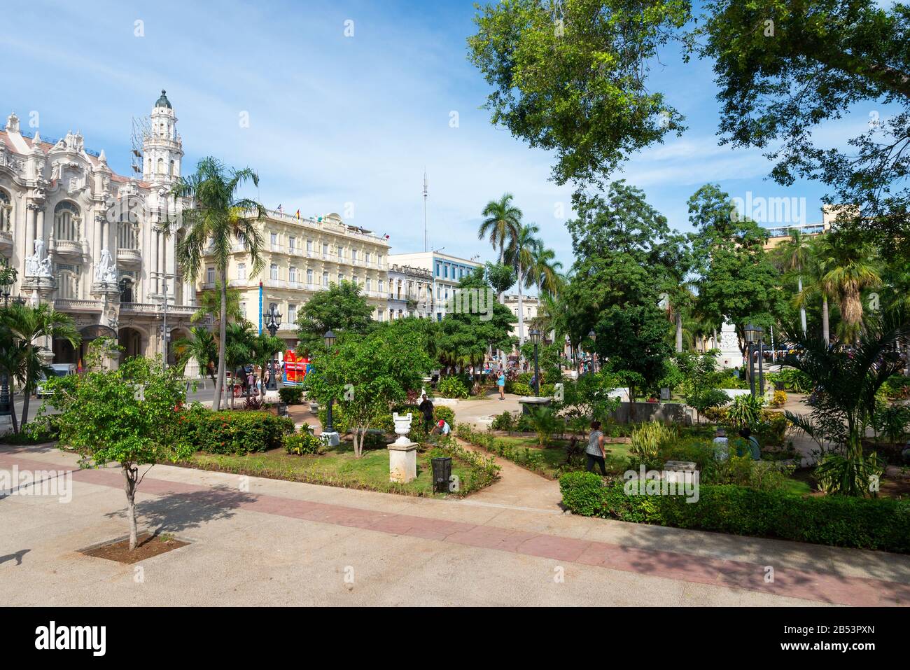 Central Park Square (Parque Central) in Havana, Cuba with trees and ...