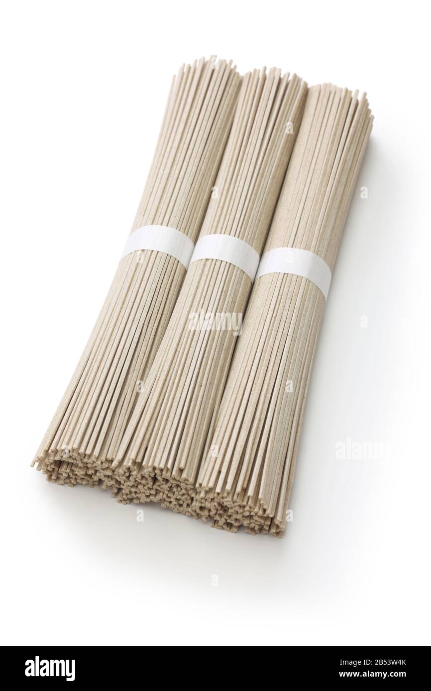 bundled dried Soba ( Japanese buckwheat noodles) isolated on white ...