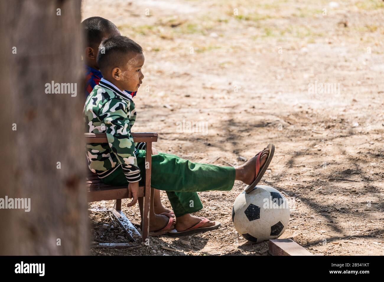 Local boys playing football, Inlee lake, Myanmar, Asia Stock Photo - Alamy