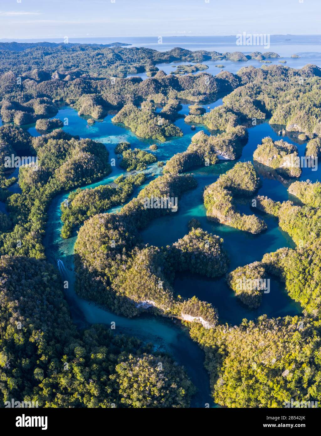 A maze of limestone islands rises from a remote lagoon in the island of ...