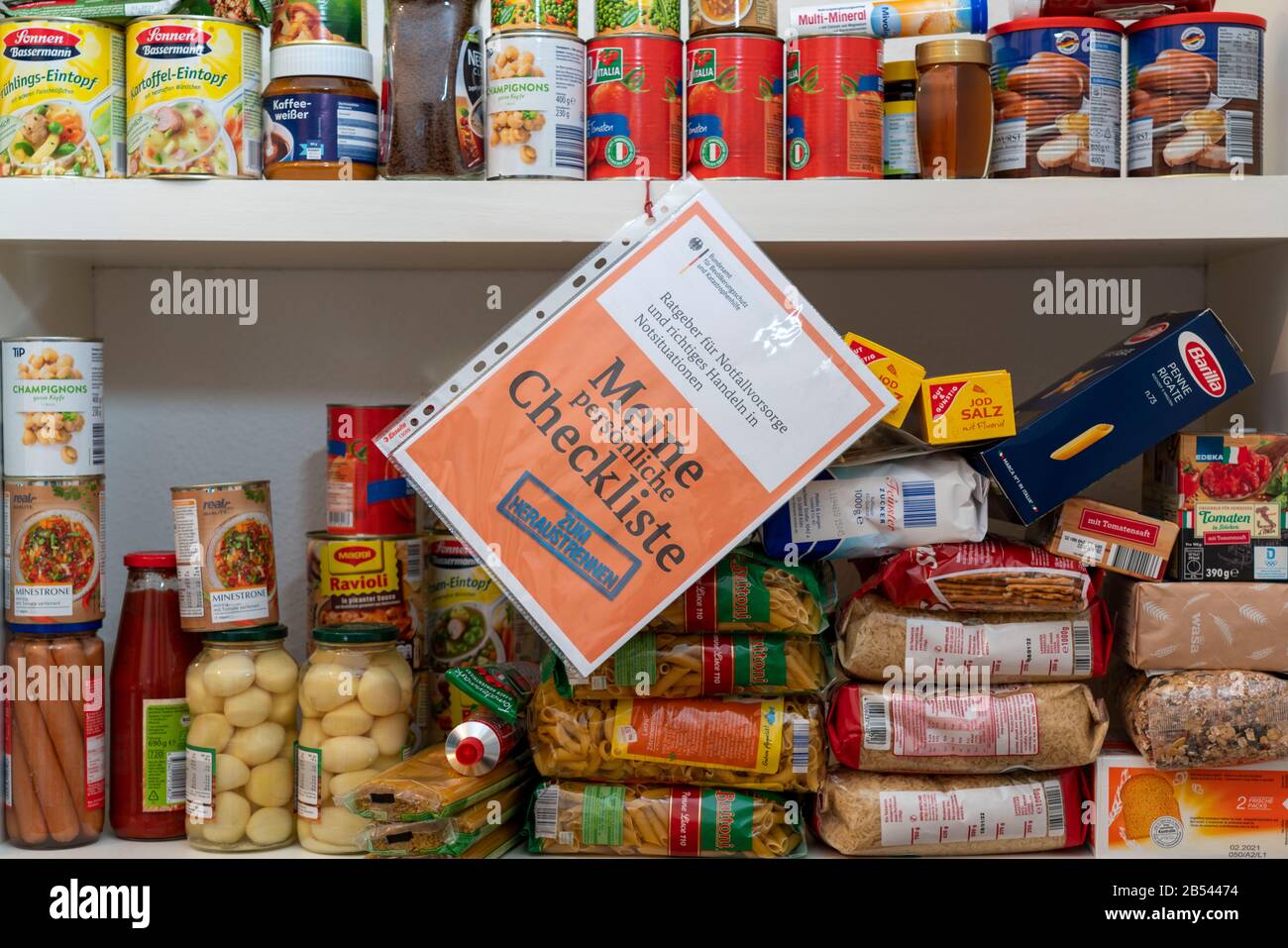 Emergency Preparedness Food Stock In A Private Household Shelf