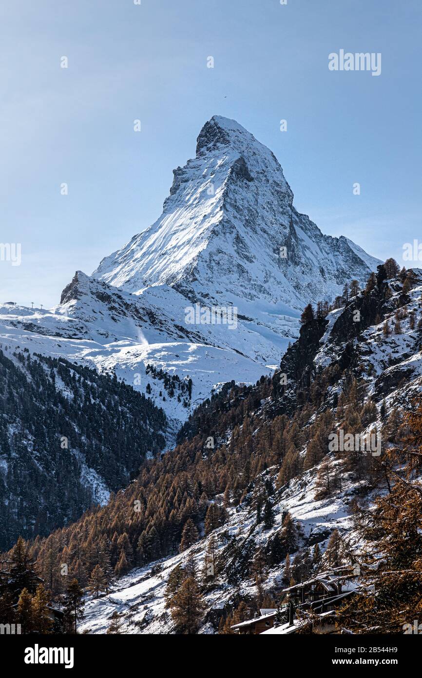 Matterhorn view from Zermatt in Switzerland Stock Photo - Alamy