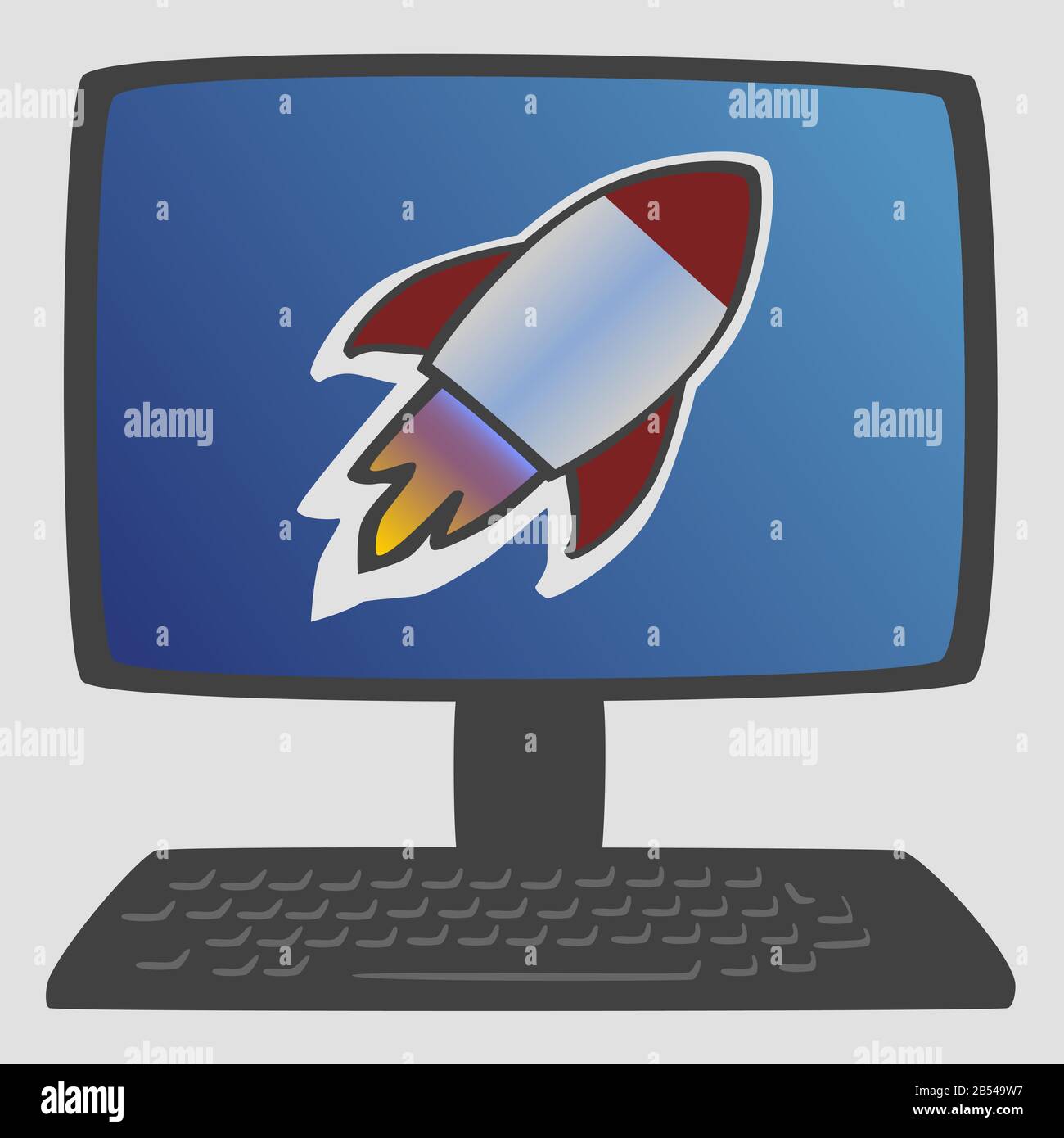 rocket in a pc monitor blue screen by jziprian Stock Vector Image & Art ...