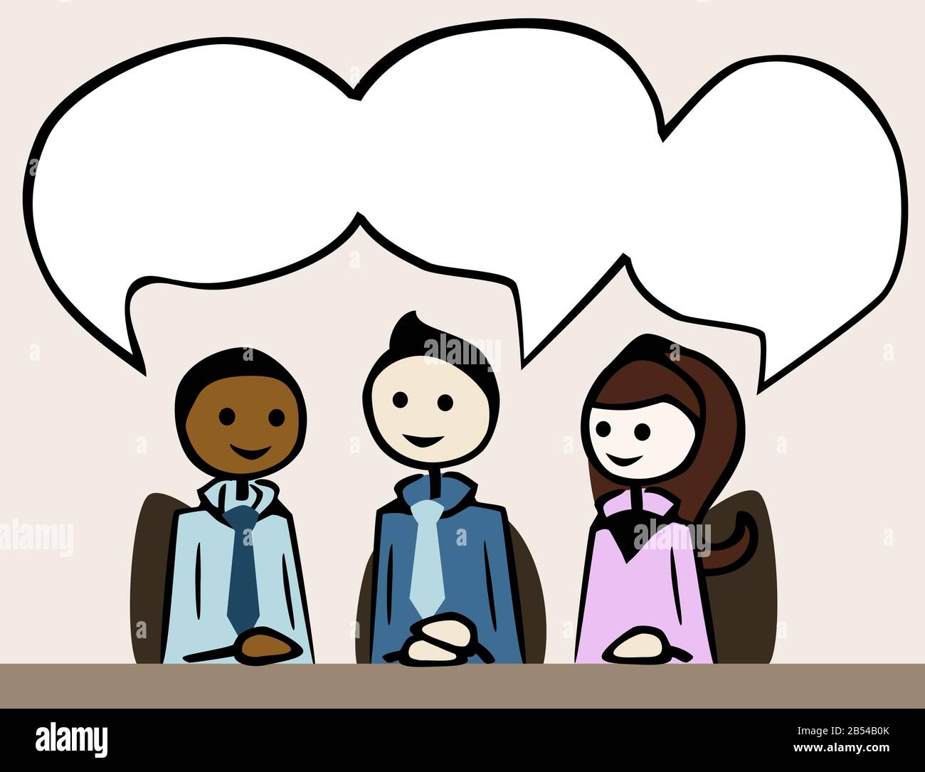 group female male talking sitting table speech bubble by jziprian Stock ...