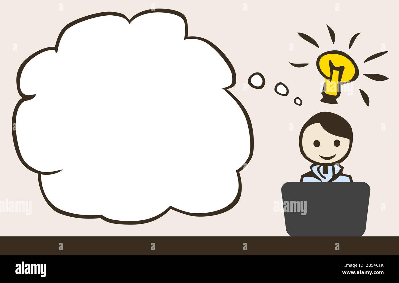 Young man thinking working computer Stock Vector Images - Alamy