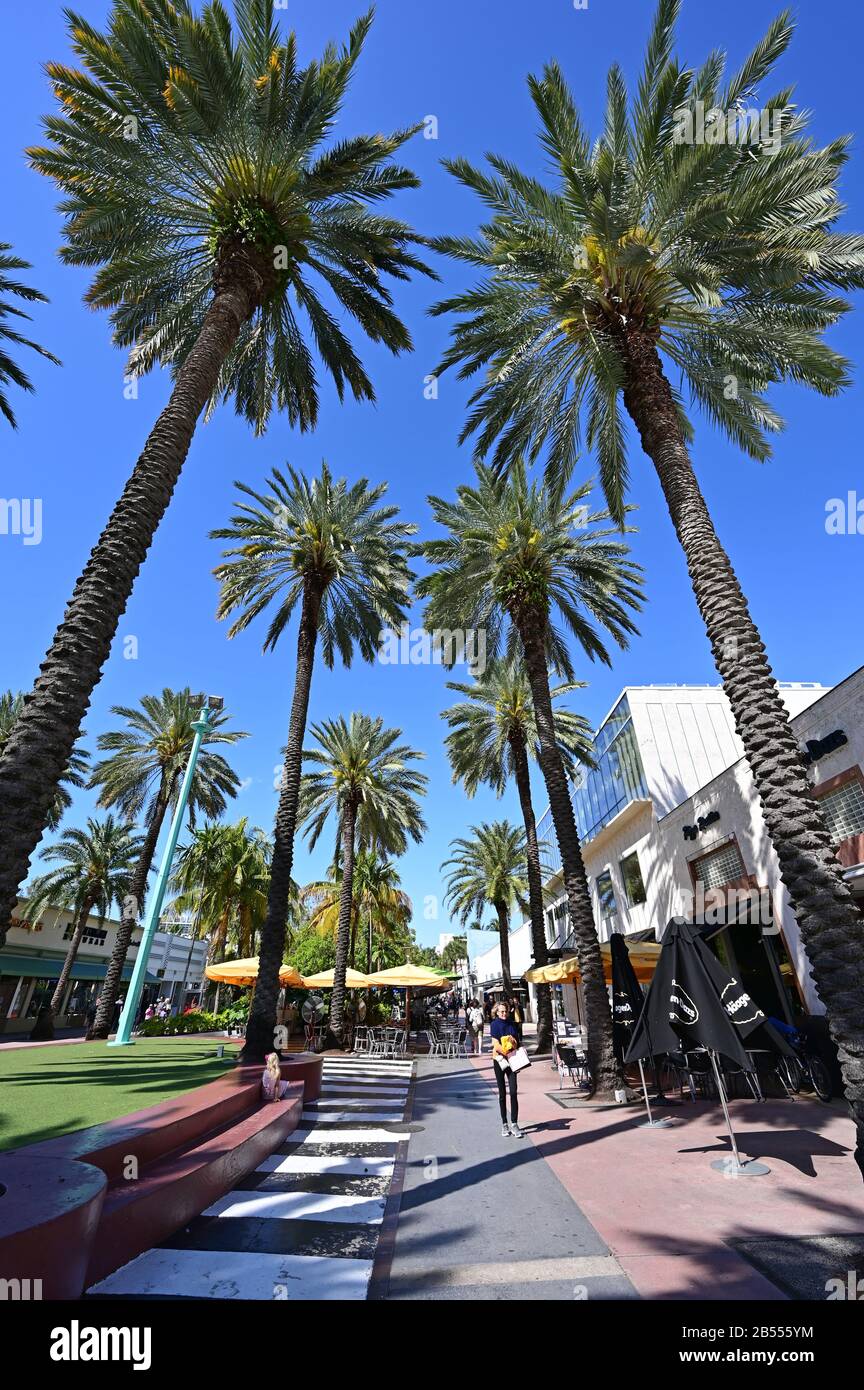 Miami Beach, Florida - February 29, 2020 - Lincoln Road Mall street ...