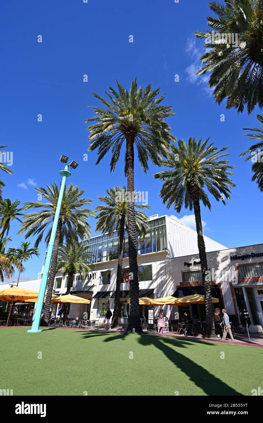 Miami Beach, Florida - February 29, 2020 - Lincoln Road Mall street ...