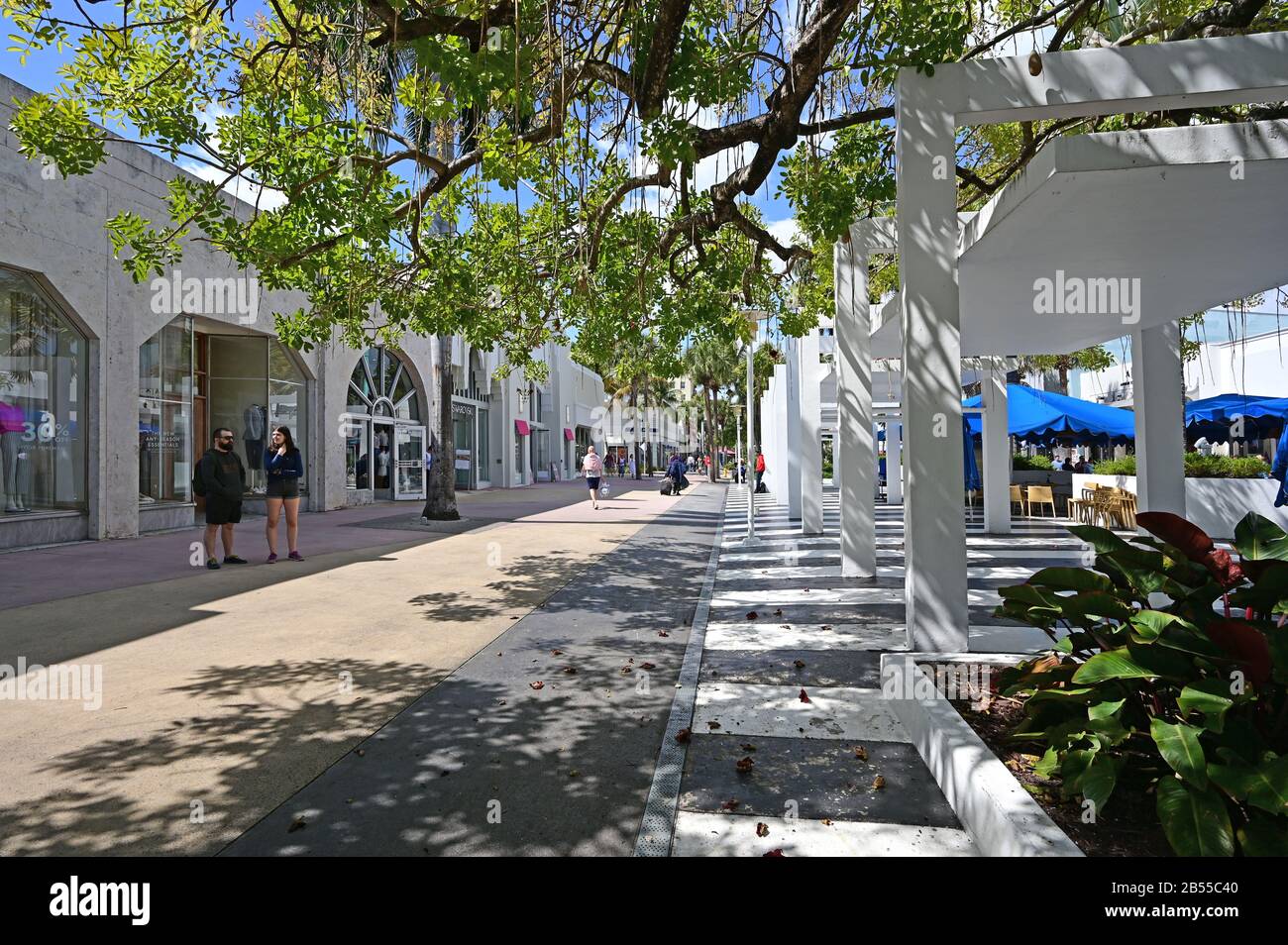 Miami Beach, Florida - February 29, 2020 - Lincoln Road Mall street ...