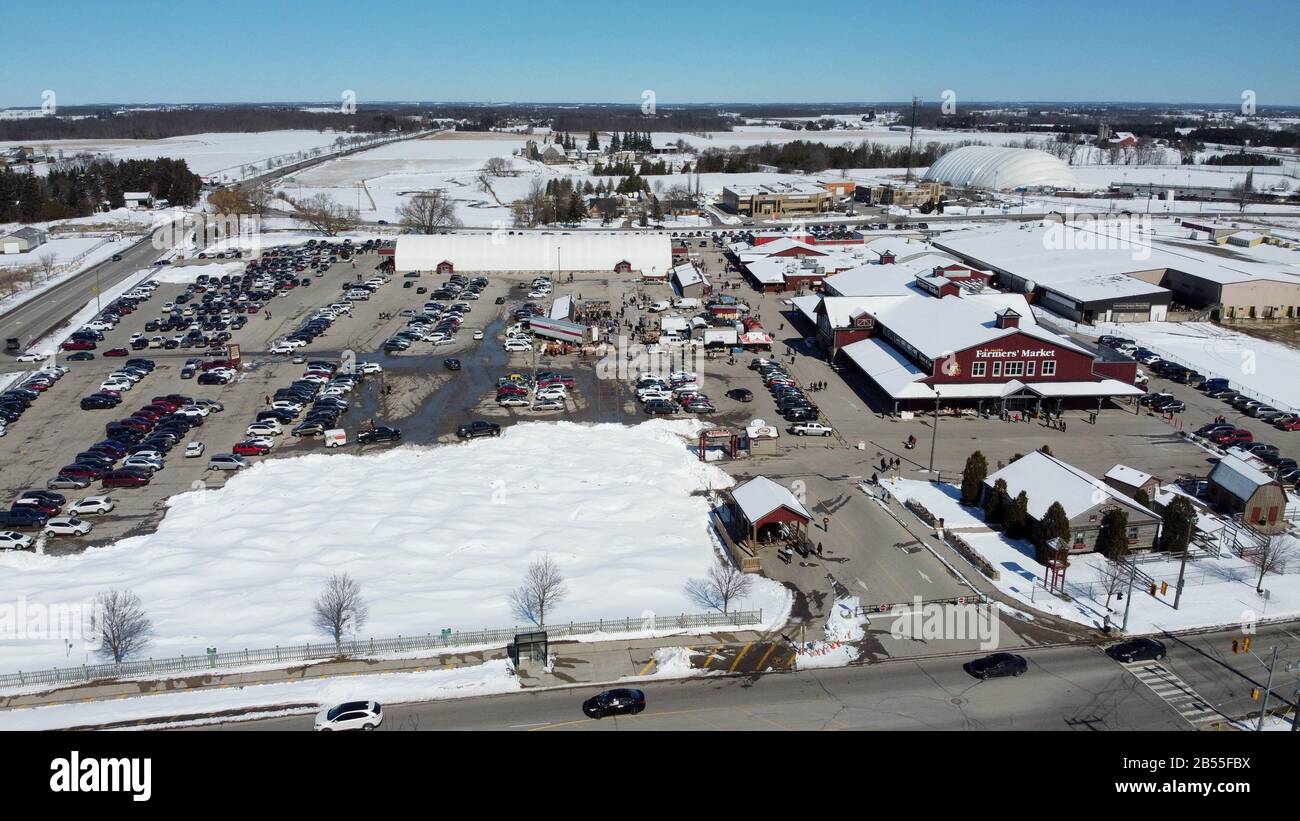 St. Jacobs Farmers Market & Flea Market Aerial Stock Photo - Alamy