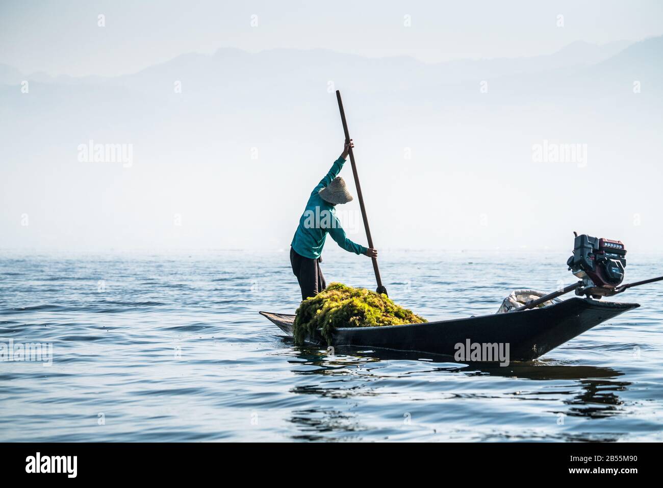 Local people on the boat, Inle lake, Myanmar, Asia Stock Photo - Alamy