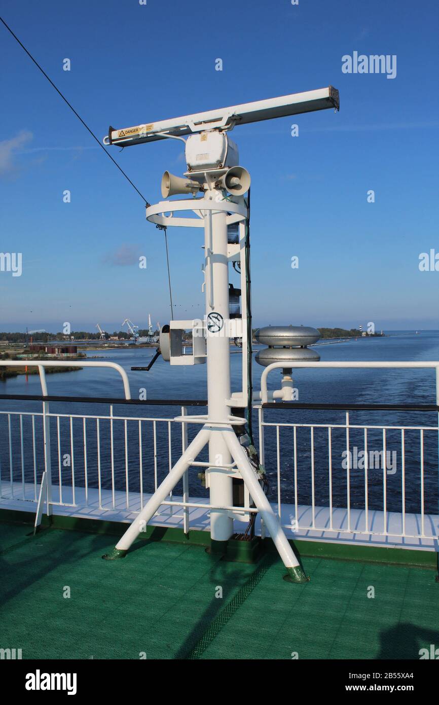 Radar on big ferry boat Stock Photo - Alamy