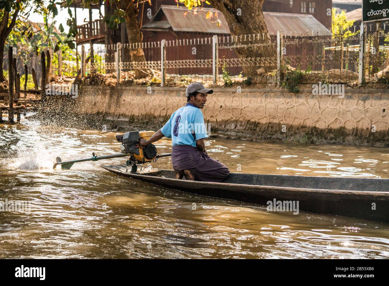 Local people on the boat, Inle lake, Myanmar, Asia Stock Photo - Alamy