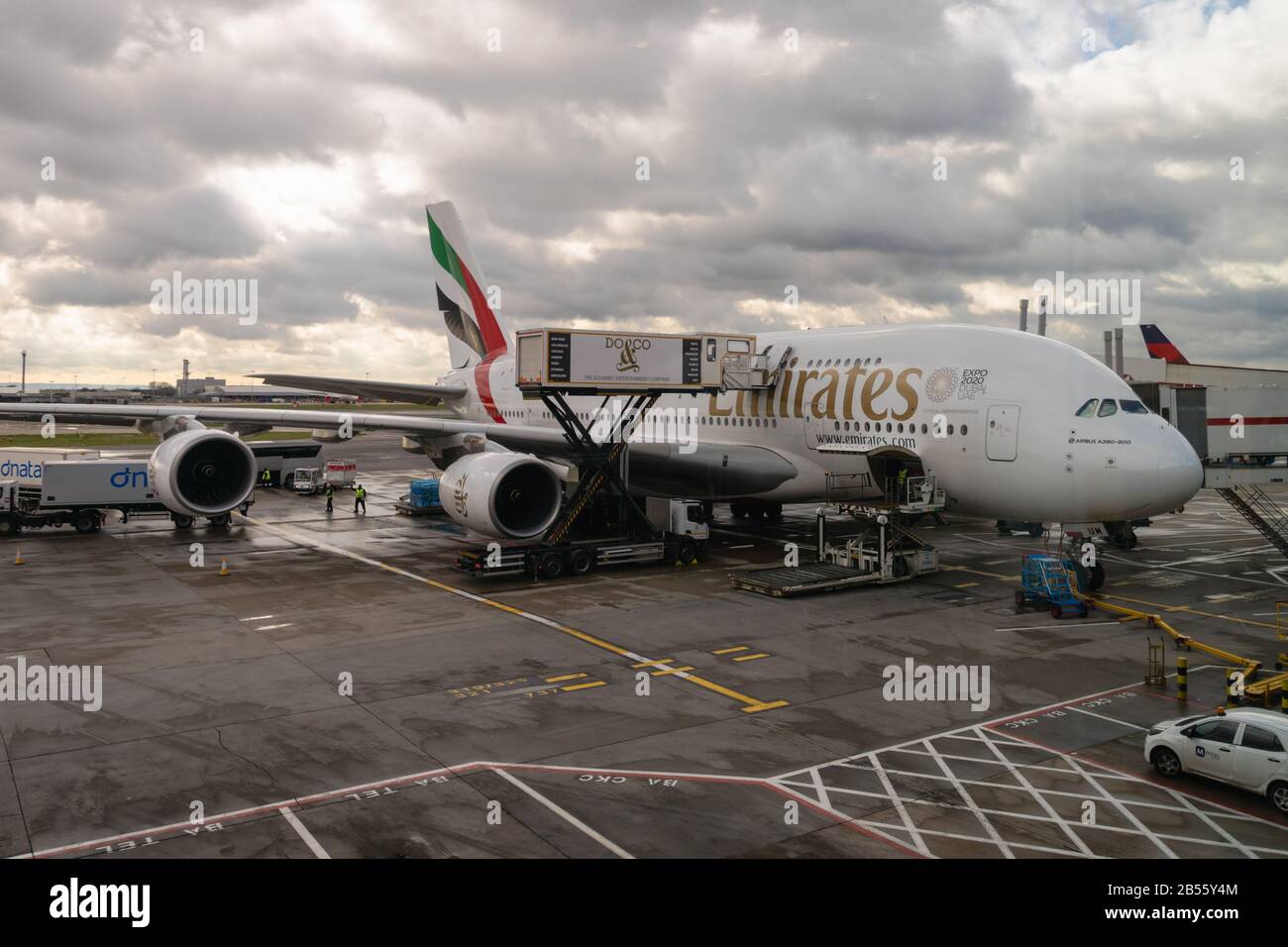 London, United Kingdom - February 2020: Emirates Airline aircraft on ...