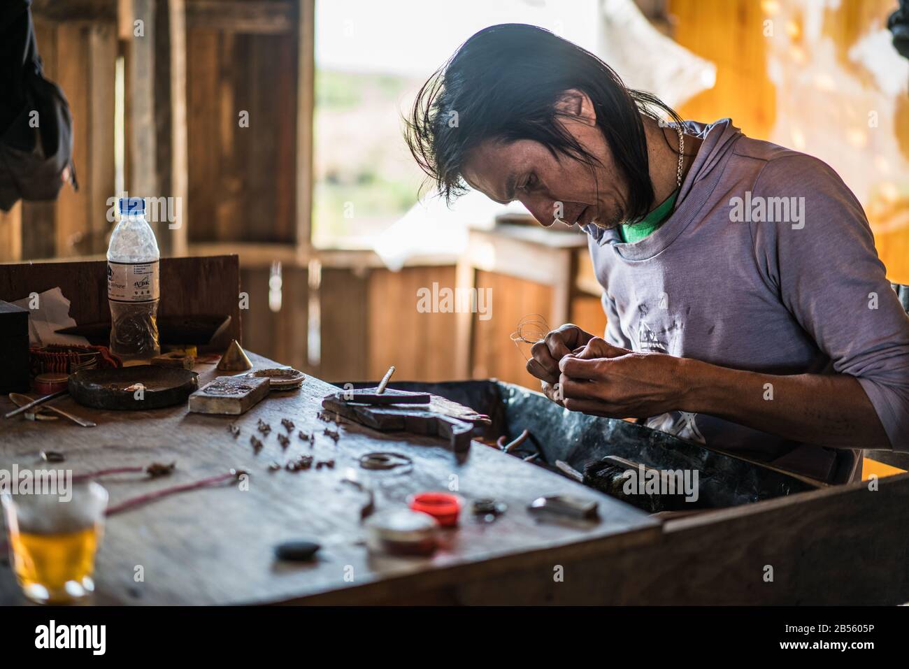 Silver factory, Inle lake, Myanmar, Asia Stock Photo - Alamy